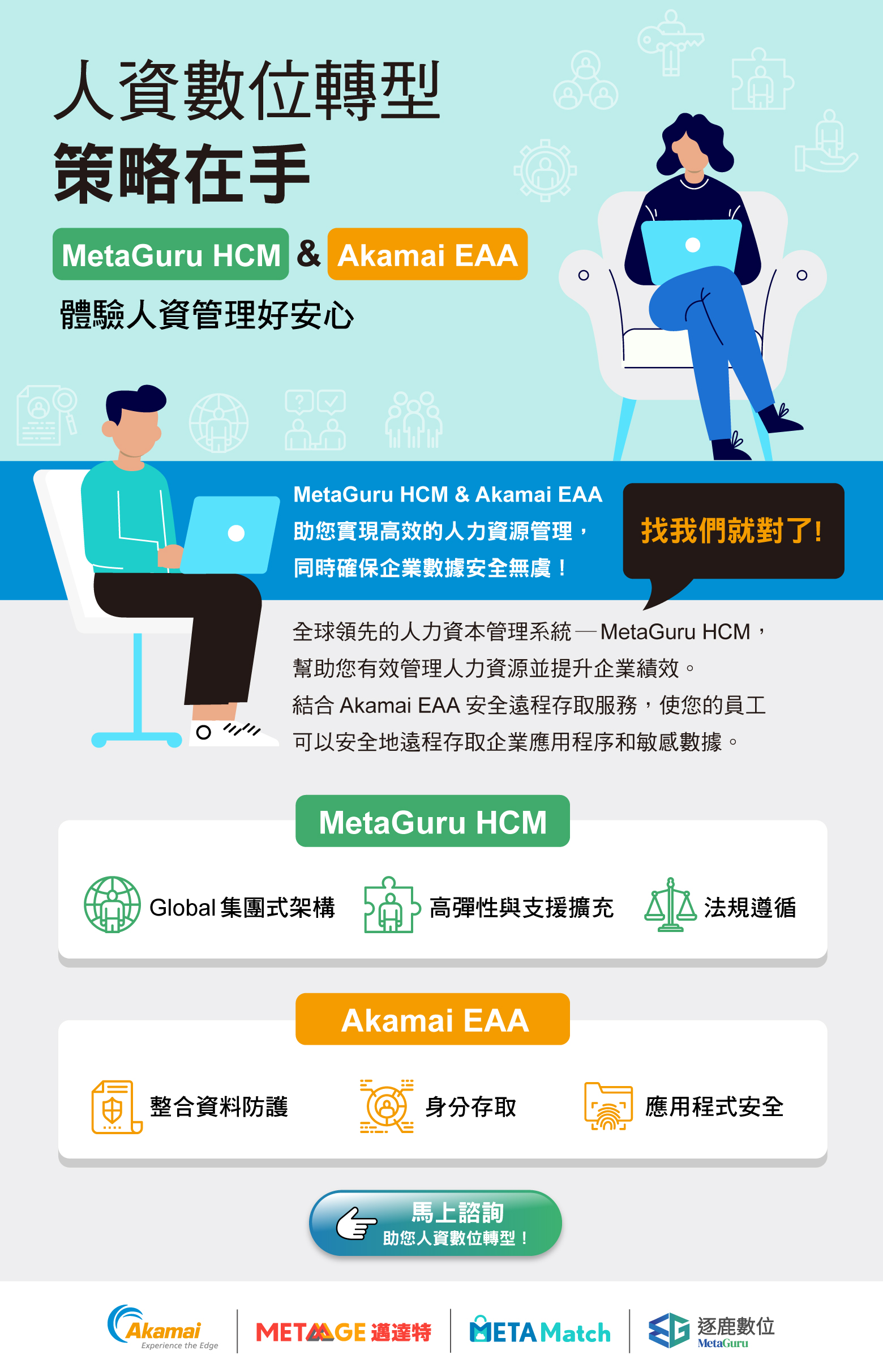 人資數位轉型策略在手 MetaGuru HCM & Akamai EAA 體驗人資管理好安心 - MetaAge 邁達特